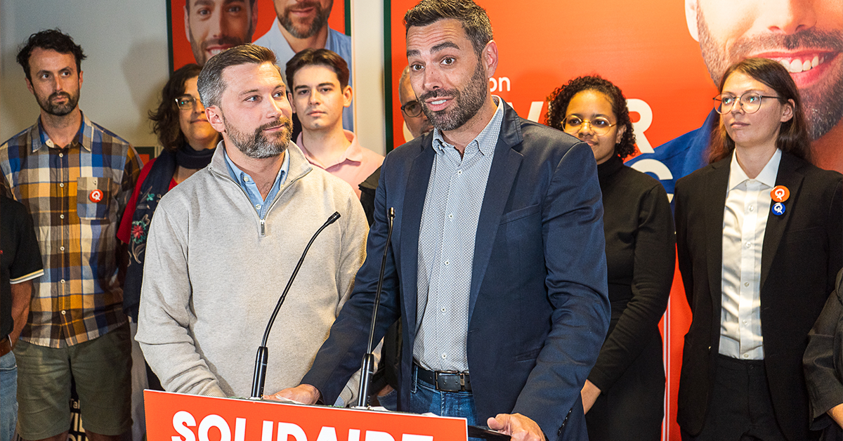 En visite au local électoral du candidat solidaire Olivier Bolduc, le ...
